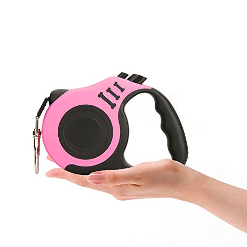 Retractable Dog Leash, Pet Walking Leash with Anti-Slip Handle, Strong Nylon Tape, Tangle-Free, One-Handed One Button Lock & Release, Suitable for Small Medium Dog Cat,10 ft