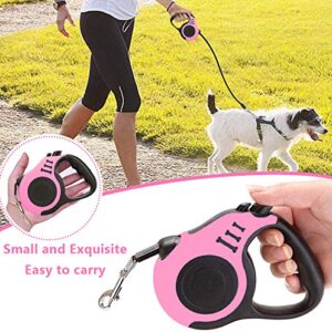 Retractable Dog Leash, Pet Walking Leash with Anti-Slip Handle, Strong Nylon Tape, Tangle-Free, One-Handed One Button Lock & Release, Suitable for Small Medium Dog Cat,10 ft