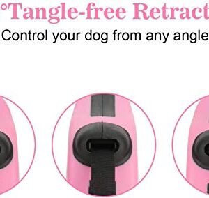 Retractable Dog Leash, Pet Walking Leash with Anti-Slip Handle, Strong Nylon Tape, Tangle-Free, One-Handed One Button Lock & Release, Suitable for Small Medium Dog Cat,10 ft