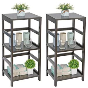 zenstyle 3-tier open storage shelf bookcase end table for bathroom living room bedroom, espresso finish, set of 2