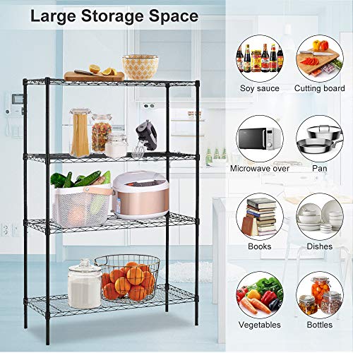 4-Tier Wire Shelving Unit NSF Height Adjustable Metal Storage Shelves, 1000 LBS Load Capacity, 36"x14"x54" Large Heavy Duty Commercial Grade Steel Utility Layer Shelf Rack Organizer for Kitchen Garage