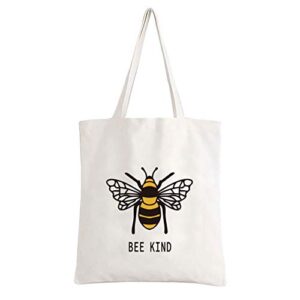 youfangworkshop funny cute bee kind reusable cotton canvas tote bag for women mom wife friend sister girls teens gardener grocery shopping tote bag