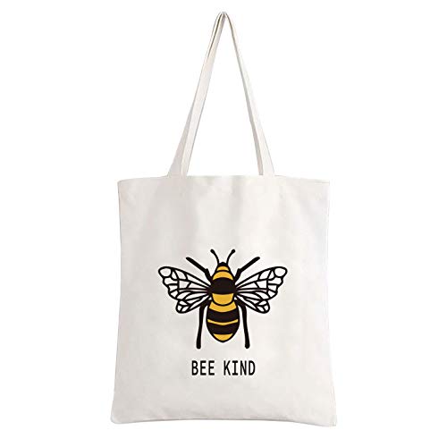 YouFangworkshop Funny Cute Bee Kind Reusable Cotton Canvas Tote Bag for Women Mom Wife Friend Sister Girls Teens Gardener Grocery Shopping Tote Bag