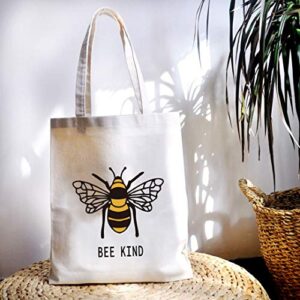 YouFangworkshop Funny Cute Bee Kind Reusable Cotton Canvas Tote Bag for Women Mom Wife Friend Sister Girls Teens Gardener Grocery Shopping Tote Bag