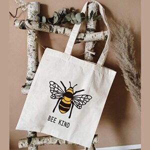 YouFangworkshop Funny Cute Bee Kind Reusable Cotton Canvas Tote Bag for Women Mom Wife Friend Sister Girls Teens Gardener Grocery Shopping Tote Bag