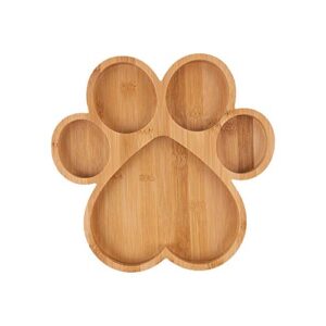 paw shaped serving tray with 5 grooves 10 inch wooden cutting board claw candy dish bowl (paw)