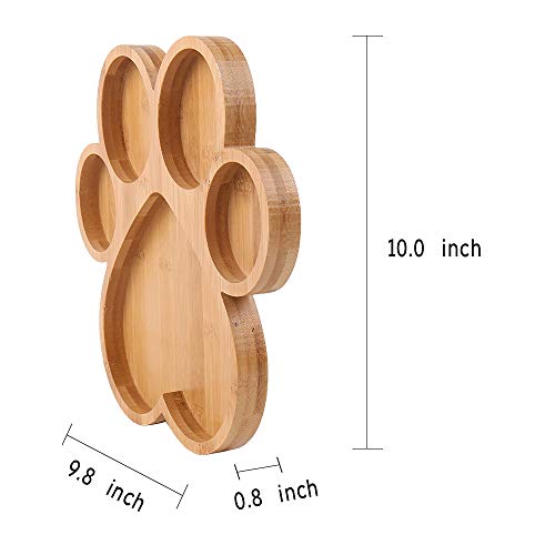 Paw Shaped Serving Tray with 5 Grooves 10 inch Wooden Cutting Board Claw Candy Dish Bowl (Paw)