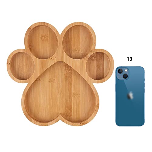 Paw Shaped Serving Tray with 5 Grooves 10 inch Wooden Cutting Board Claw Candy Dish Bowl (Paw)