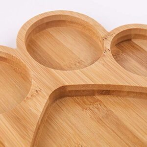 Paw Shaped Serving Tray with 5 Grooves 10 inch Wooden Cutting Board Claw Candy Dish Bowl (Paw)