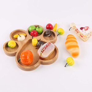 Paw Shaped Serving Tray with 5 Grooves 10 inch Wooden Cutting Board Claw Candy Dish Bowl (Paw)