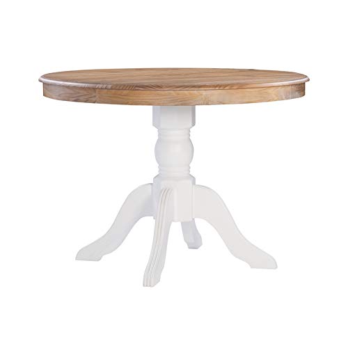 Riverbay Furniture Wood Pedestal Dining Table in Natural Brown and White