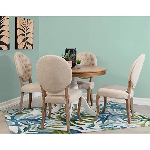 Riverbay Furniture Wood Pedestal Dining Table in Natural Brown and White