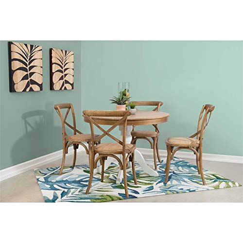 Riverbay Furniture Wood Pedestal Dining Table in Natural Brown and White