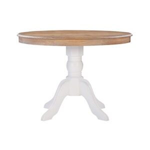 Riverbay Furniture Wood Pedestal Dining Table in Natural Brown and White