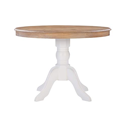 Riverbay Furniture Wood Pedestal Dining Table in Natural Brown and White