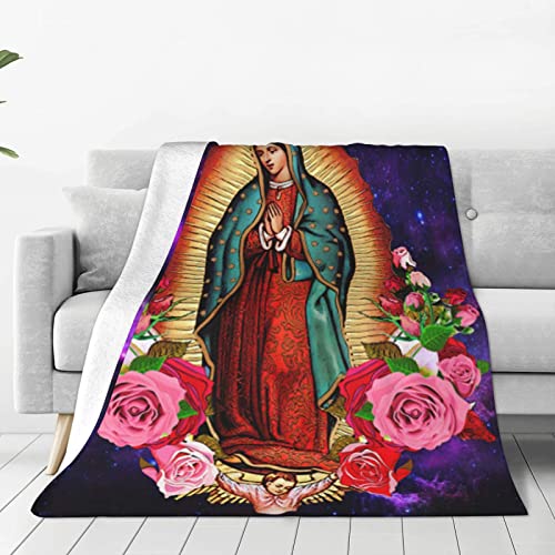 Our Lady of Guadalupe Virgin Mary Adult Kids Fleece Blanket Throw Blanket for Bedding Living Room Decor Sofa Blanket 80"X60"