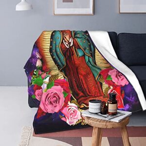 Our Lady of Guadalupe Virgin Mary Adult Kids Fleece Blanket Throw Blanket for Bedding Living Room Decor Sofa Blanket 80"X60"