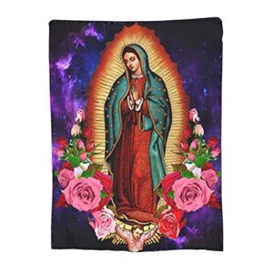 Our Lady of Guadalupe Virgin Mary Adult Kids Fleece Blanket Throw Blanket for Bedding Living Room Decor Sofa Blanket 80"X60"