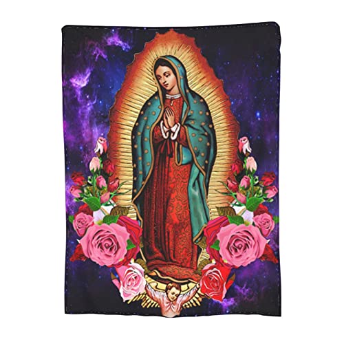 Our Lady of Guadalupe Virgin Mary Adult Kids Fleece Blanket Throw Blanket for Bedding Living Room Decor Sofa Blanket 80"X60"