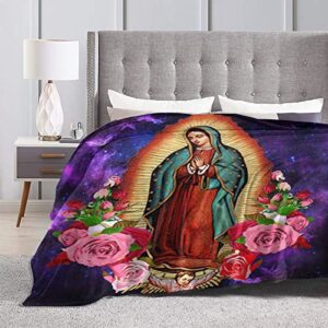 Our Lady of Guadalupe Virgin Mary Adult Kids Fleece Blanket Throw Blanket for Bedding Living Room Decor Sofa Blanket 80"X60"