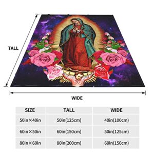 Our Lady of Guadalupe Virgin Mary Adult Kids Fleece Blanket Throw Blanket for Bedding Living Room Decor Sofa Blanket 80"X60"