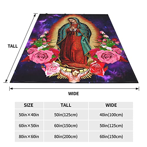 Our Lady of Guadalupe Virgin Mary Adult Kids Fleece Blanket Throw Blanket for Bedding Living Room Decor Sofa Blanket 80"X60"