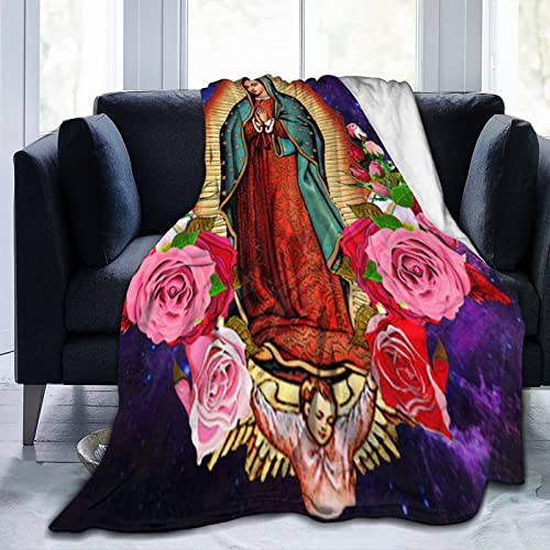 Our Lady of Guadalupe Virgin Mary Adult Kids Fleece Blanket Throw Blanket for Bedding Living Room Decor Sofa Blanket 80"X60"