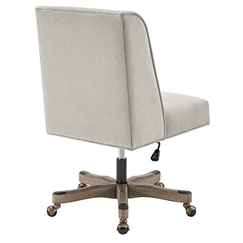 Riverbay Furniture Upholstered Swivel Office Chair in Natural Linen