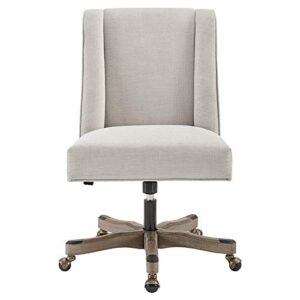 Riverbay Furniture Upholstered Swivel Office Chair in Natural Linen