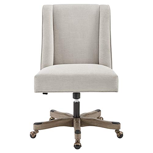 Riverbay Furniture Upholstered Swivel Office Chair in Natural Linen