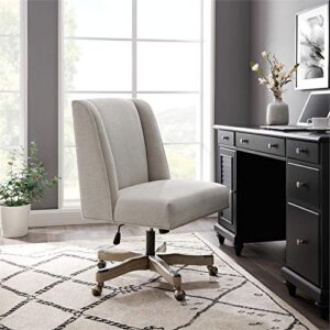 Riverbay Furniture Upholstered Swivel Office Chair in Natural Linen