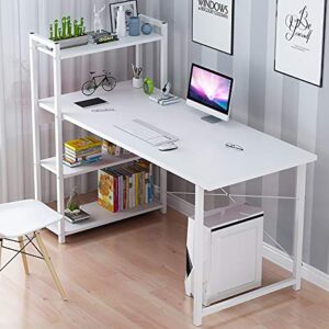 Computer Desk with Shelves,Modern Writing Desk with Storage Bookshelf Reversible Study Office Table,Study Desk Writing Table for Home Office