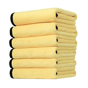 dry towel for cars, （6pcs）microfiber extra thick cleaning cloths,car drying towel scratch-free car detailing buffing polishing soft super absorbent towel 800 gsm 12 in x24 in