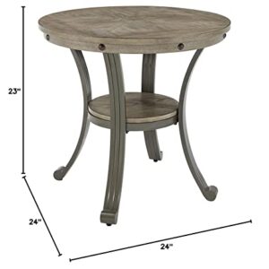 Powell Pewter Metal and Rustic Wood Side Table Franklin Dining