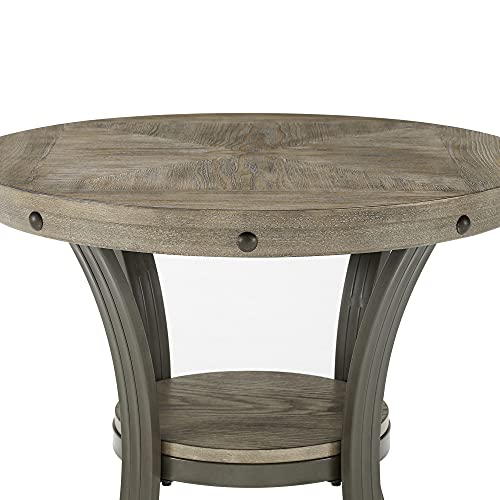 Powell Pewter Metal and Rustic Wood Side Table Franklin Dining