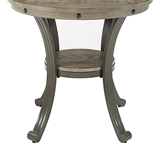 Powell Pewter Metal and Rustic Wood Side Table Franklin Dining