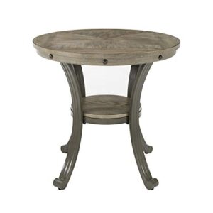 Powell Pewter Metal and Rustic Wood Side Table Franklin Dining