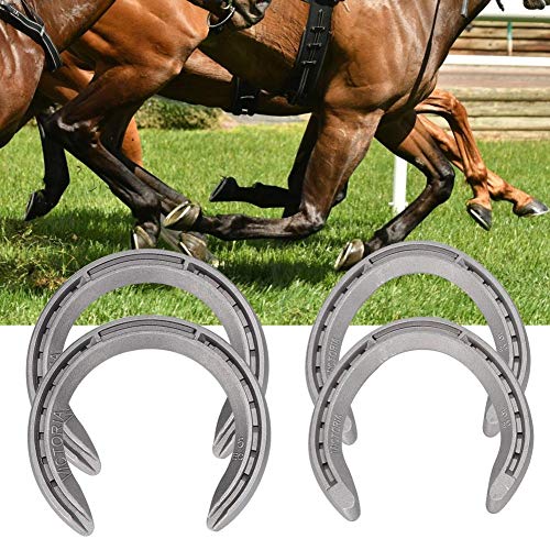 Horseshoe, 4pcs Aluminum Alloy Horse Shoes Horse Riding Equestrian Tools, for Horses That Have More Exercise or Work(13cm)