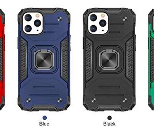 iPhone 12 Pro Military Style Armor Case with Rotating Ring Holder, Kickstand and Metal Stand for Magnetic Car Mount