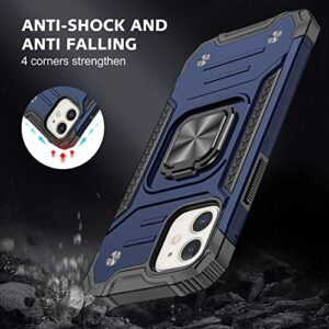 iPhone 12 Pro Military Style Armor Case with Rotating Ring Holder, Kickstand and Metal Stand for Magnetic Car Mount