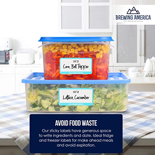 Dissolvable Food Labels for Food Containers - Made in USA - Great for Food Prep, Pantry, Canning, Freezer, Mason Jar Storage, Bottles and Rotation– No Scrubbing, No Residue - Teal