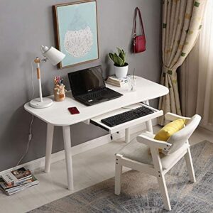 Modern Simple Style Computer Desk,Solid Wood Ergonomic Sturdy Office Desk Writing Desk for Home Office,Pc Table Notebook Study Table Workstation