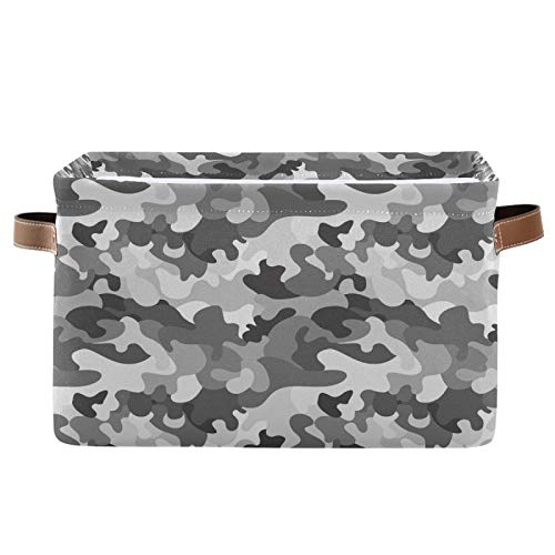 AUUXVA Storage Basket Military Camo Camouflage Storage Cube Box Durable Canvas Collapsible Toy Basket Organizer Bin with Handles for Shelf Closet Bedroom Home Office