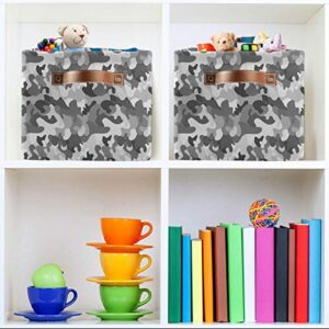 AUUXVA Storage Basket Military Camo Camouflage Storage Cube Box Durable Canvas Collapsible Toy Basket Organizer Bin with Handles for Shelf Closet Bedroom Home Office