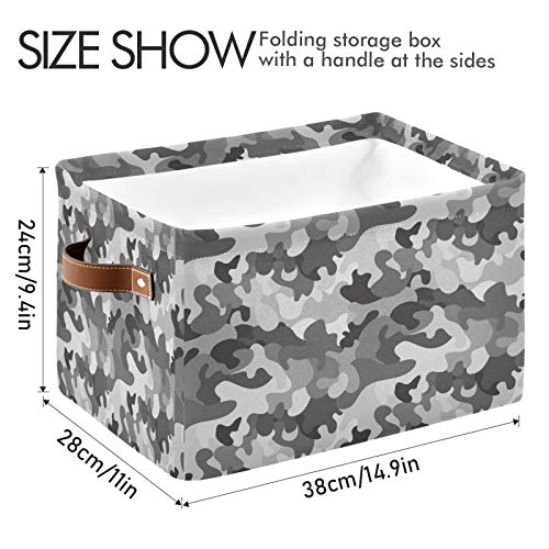 AUUXVA Storage Basket Military Camo Camouflage Storage Cube Box Durable Canvas Collapsible Toy Basket Organizer Bin with Handles for Shelf Closet Bedroom Home Office