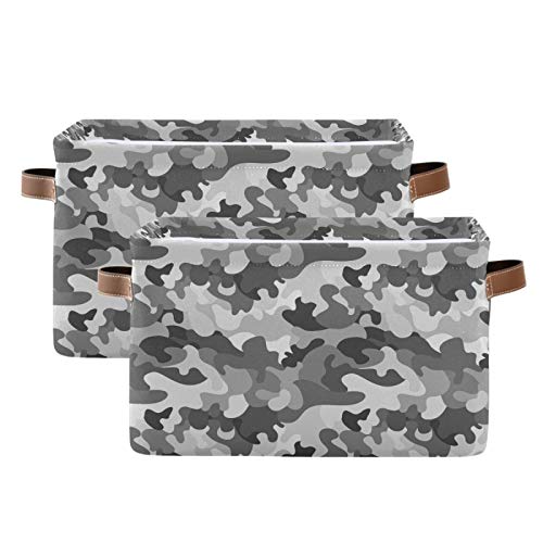 AUUXVA Storage Basket Military Camo Camouflage Storage Cube Box Durable Canvas Collapsible Toy Basket Organizer Bin with Handles for Shelf Closet Bedroom Home Office