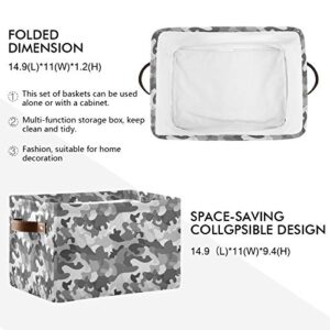 AUUXVA Storage Basket Military Camo Camouflage Storage Cube Box Durable Canvas Collapsible Toy Basket Organizer Bin with Handles for Shelf Closet Bedroom Home Office