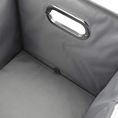 YOOFAN 11x11x11 Foldable Storage Bins -Storage Cube Boxes with Metal Handles for Closet Shelves Cube Organizer, Grey, Set of 3