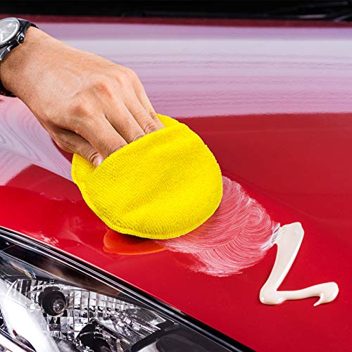 20 Pieces 5 Inch Cars Microfiber Wax Foam Applicator Pads with Finger Pocket, Wax Polishing Pad Applicator Cleaning Pads Microfiber Round Foam Sponge for Car Hand Polish, Yellow Green Blue Dark Blue