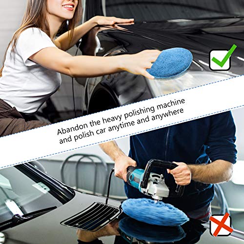 20 Pieces 5 Inch Cars Microfiber Wax Foam Applicator Pads with Finger Pocket, Wax Polishing Pad Applicator Cleaning Pads Microfiber Round Foam Sponge for Car Hand Polish, Yellow Green Blue Dark Blue